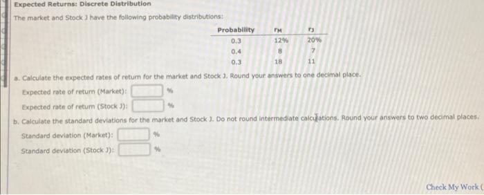 Solved Expected Returns: Discrete Distribution The market | Chegg.com