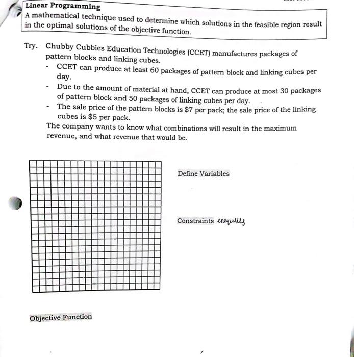 Solved Linear Programming A mathematical technique used to | Chegg.com