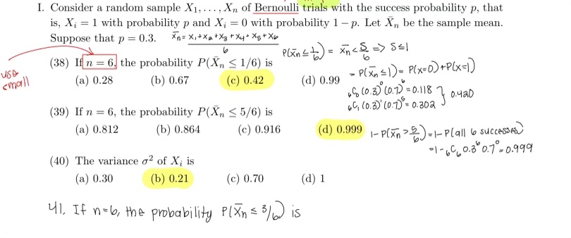 Solved I. Consider a random sample x1,dots,xn ﻿of Bernoulli | Chegg.com