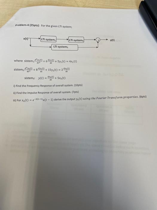 Solved Problem-4 (25pts): For the given LTI system: where | Chegg.com