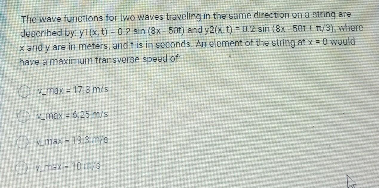 Solved The wave functions for two waves traveling in the | Chegg.com