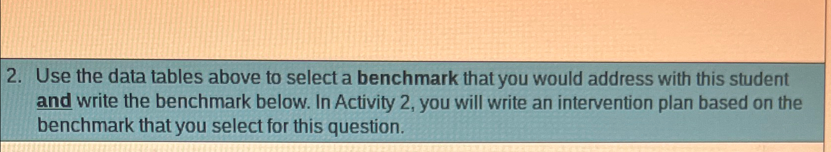 Solved Use the data tables above to select a benchmark that | Chegg.com