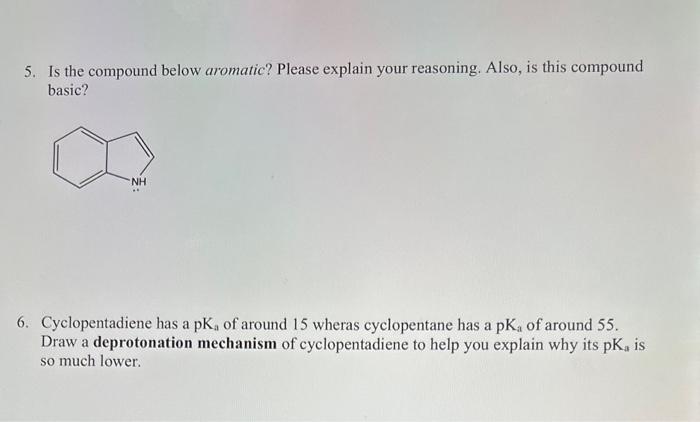 Solved 5. Is the compound below aromatic? Please explain | Chegg.com