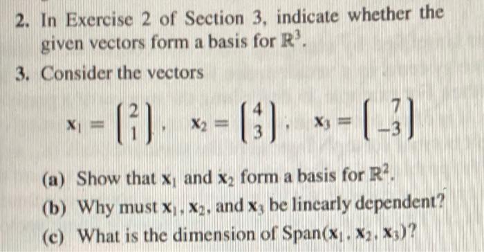 Solved 2. In Exercise 2 of Section 3, indicate whether the | Chegg.com