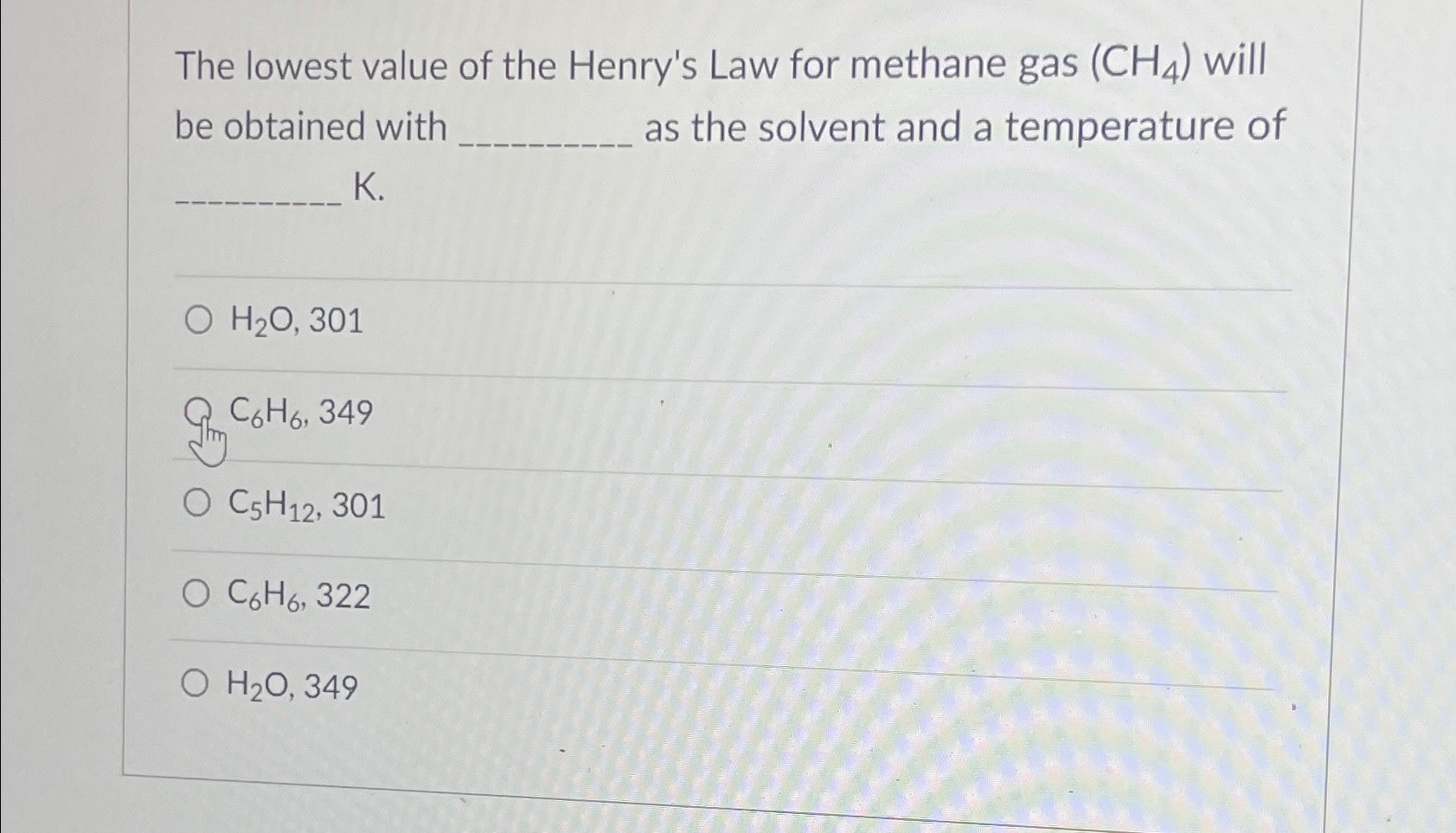 Solved The lowest value of the Henry's Law for methane gas | Chegg.com