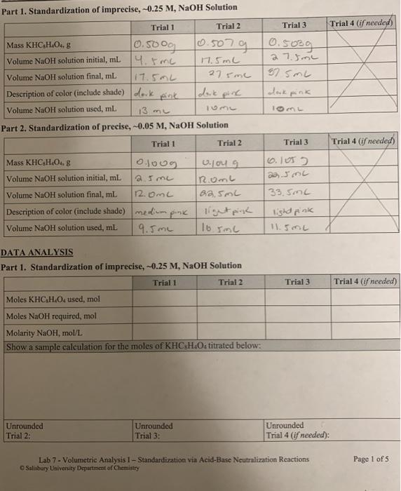 Solved Trial 3 Trial 4 Of needed) DATA ANALYSIS Part 1. | Chegg.com