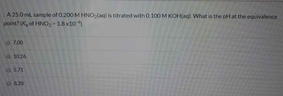 Solved A 25.0 mL sample of 0.200 M HNO2(aq) is titrated with | Chegg.com