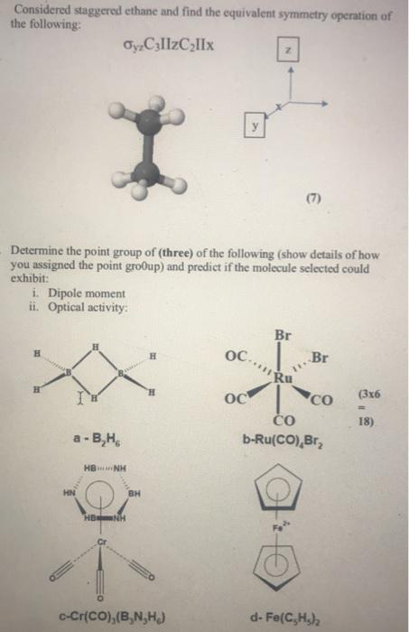 Solved Considered staggered ethane and find the equivalent | Chegg.com
