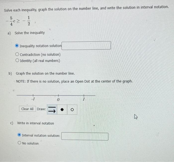 Solved Solve each inequality, graph the solution on the | Chegg.com