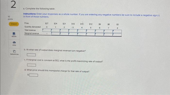 Solved a. Complete the following table: Instructions: Enter | Chegg.com