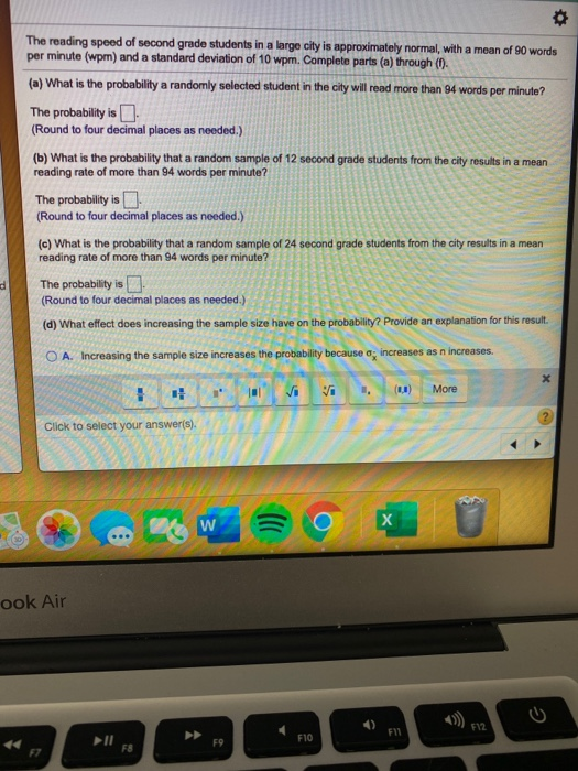 Solved The reading speed of second grade students in a large | Chegg.com