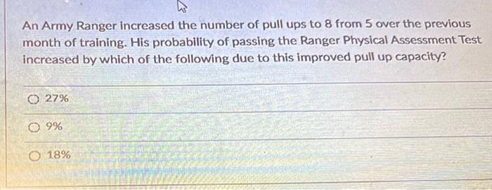 Solved An Army Ranger seeking to pass the Ranger Physical | Chegg.com