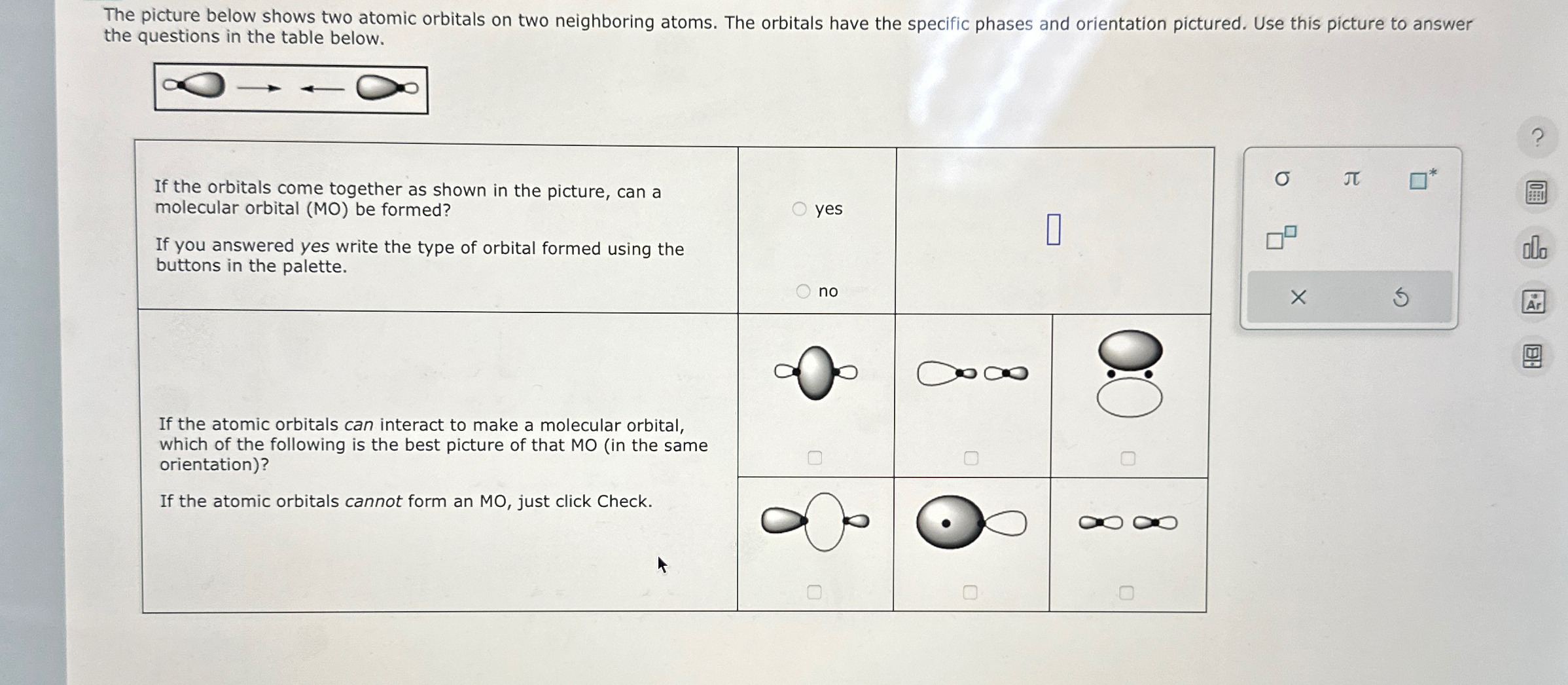 Solved The picture below shows two atomic orbitals on two | Chegg.com