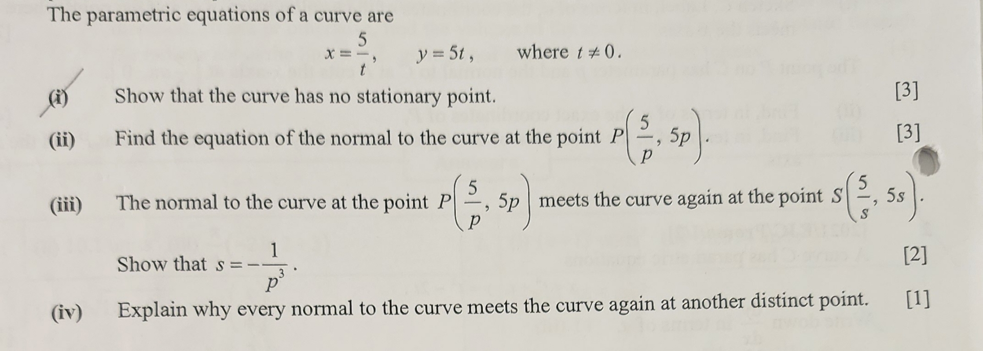 Solved The parametric equations of a curve arex=5t,y=5t, | Chegg.com