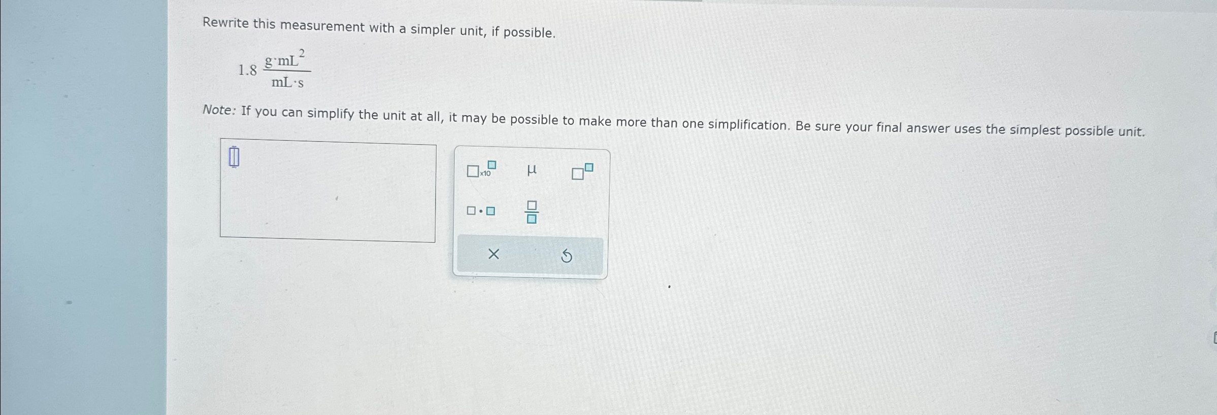 Solved Rewrite this measurement with a simpler unit, if | Chegg.com