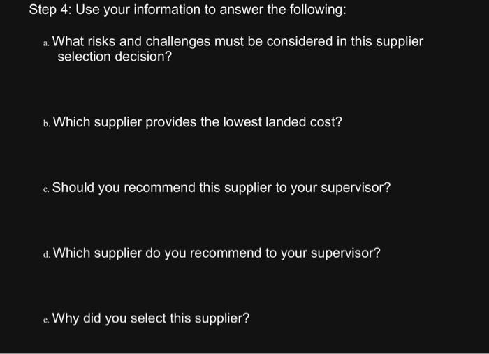 Solved Step 4: Use your information to answer the following: | Chegg.com