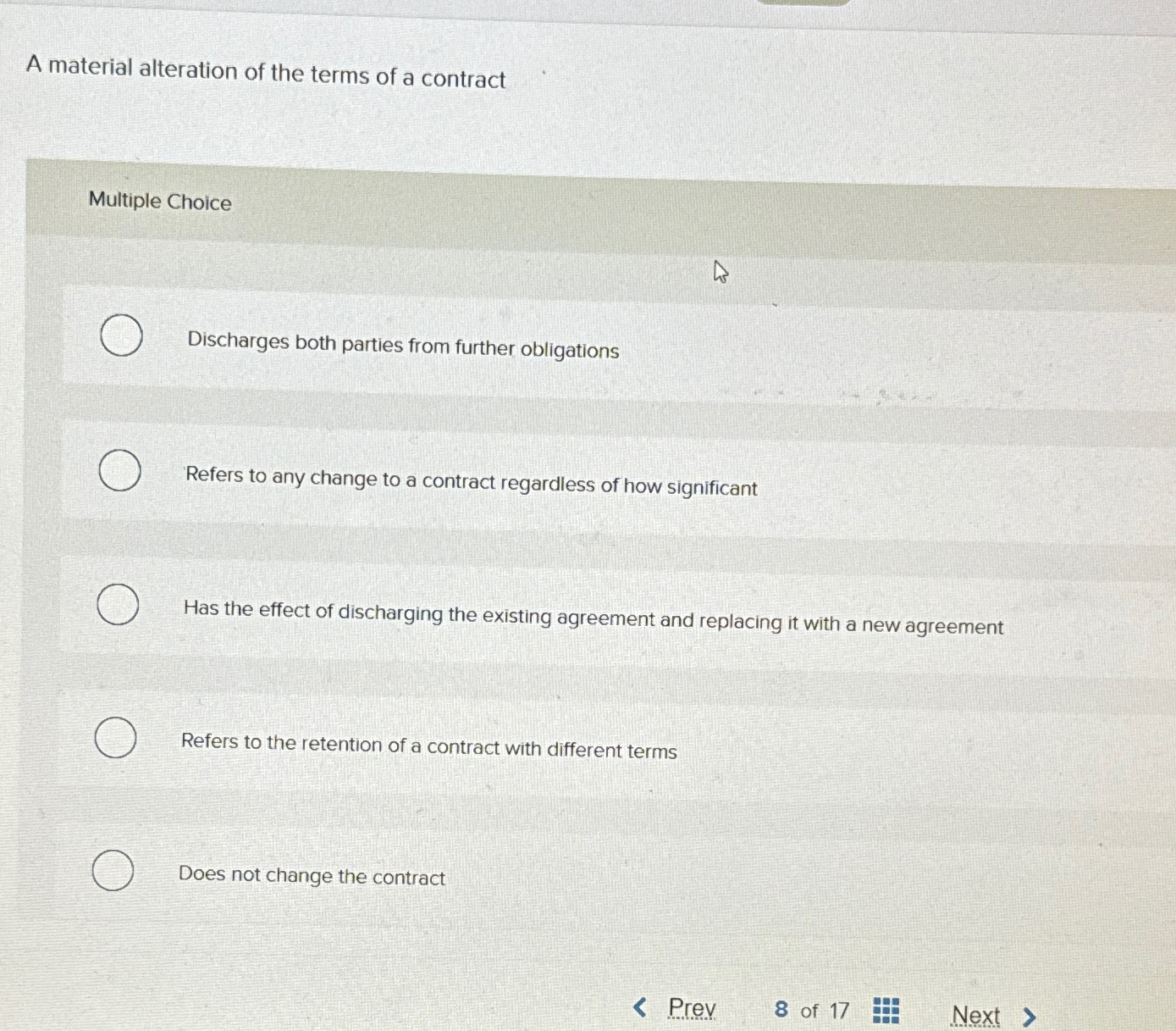 Solved A material alteration of the terms of a | Chegg.com
