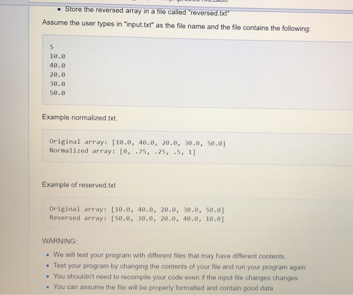 Solved Exercise 4: Arrays, Reading from File, and Writing to | Chegg.com