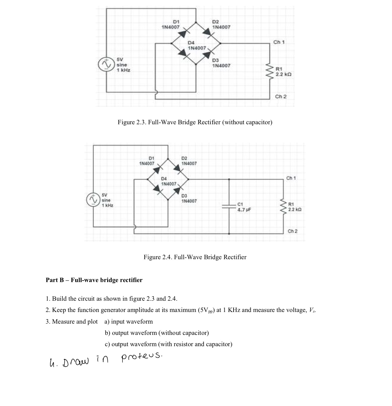 Solved Figure 2.3. ﻿Full-Wave Bridge Rectifier (without | Chegg.com