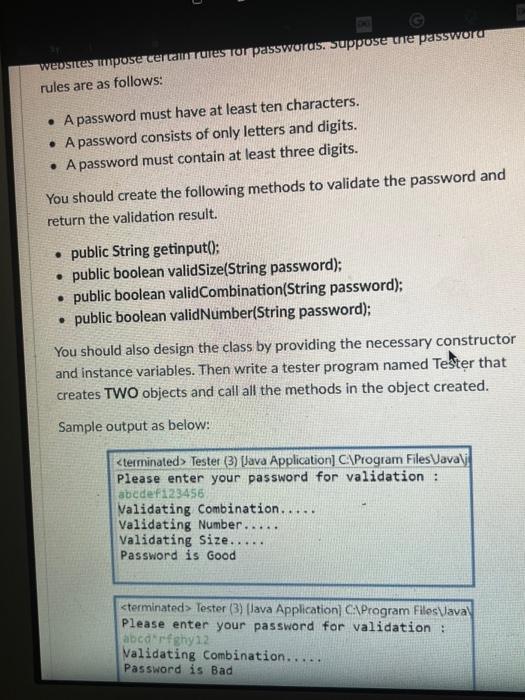 Solved rules are as follows: - A password must have at least | Chegg.com