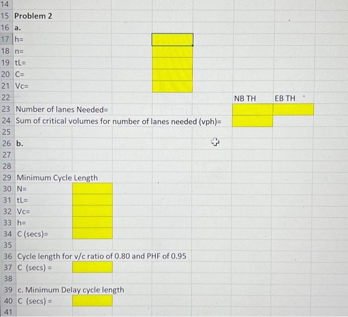 Solved For the intersection illustrated below: a. Find the | Chegg.com