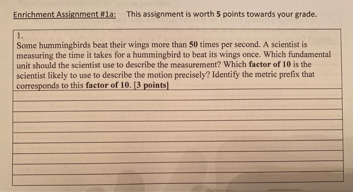 Solved Enrichment Assignment #1a: This assignment is worth 5 | Chegg.com