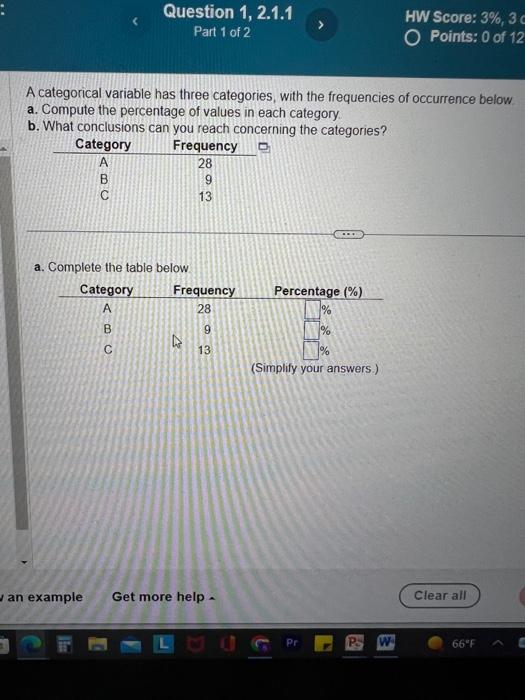 Solved A categorical variable has three categories, with the | Chegg.com
