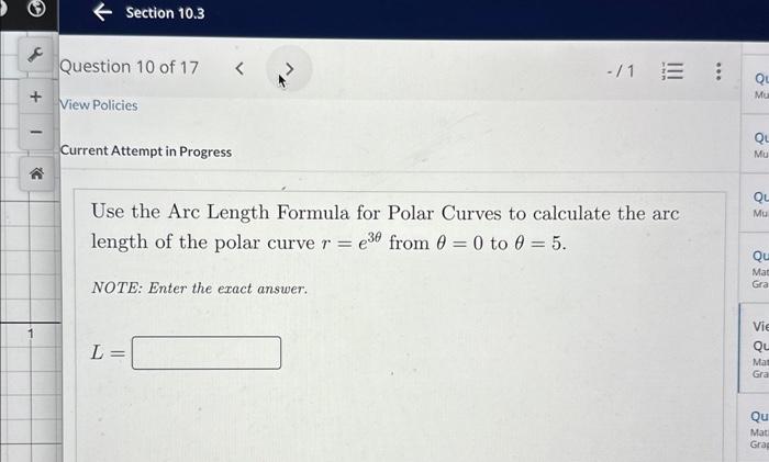 Solved Use the Arc Length Formula for Polar Curves to | Chegg.com
