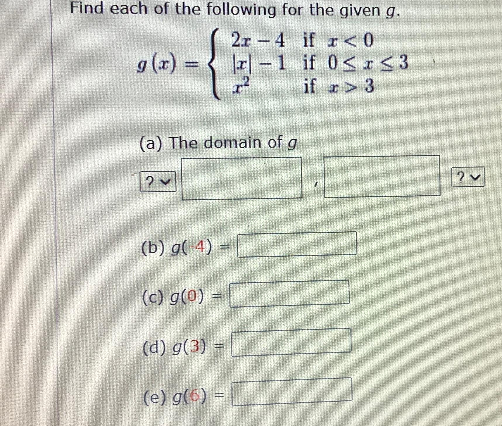Solved Find Each Of The Following For The Given Gg X Find