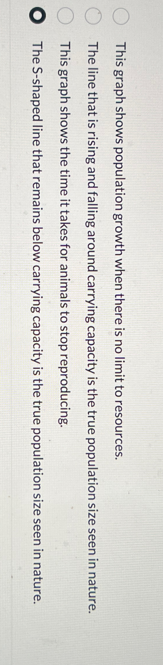 Solved This graph shows population growth when there is no | Chegg.com