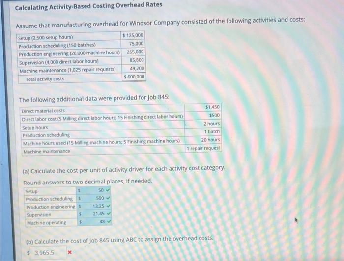Solved Calculating Activity-Based Costing Overhead Rates | Chegg.com
