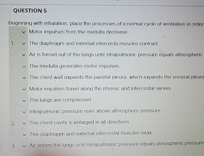 Solved QUESTION 5Beginning with inhalation, place the | Chegg.com