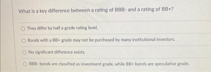 Solved What is a key difference between a rating of BBB- and | Chegg.com