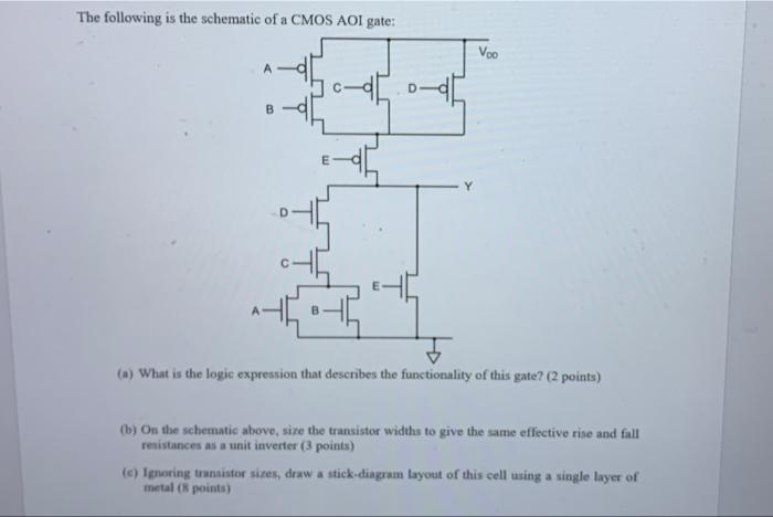 Solved The following is the schematic of a CMOS AOI gater | Chegg.com