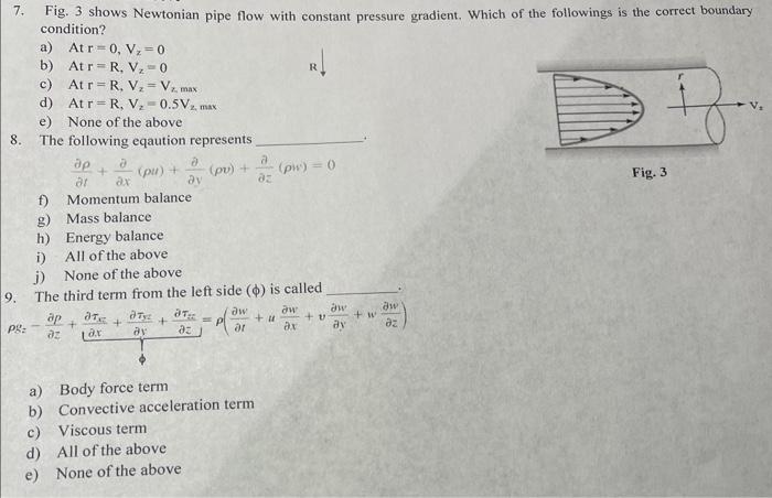 Solved 7. Fig. 3 shows Newtonian pipe flow with constant | Chegg.com