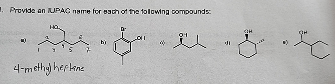 Provide an IUPAC name for each of the following | Chegg.com