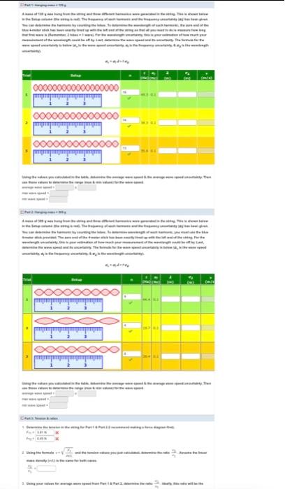 A mass of 389 g was hung fram the string and three | Chegg.com
