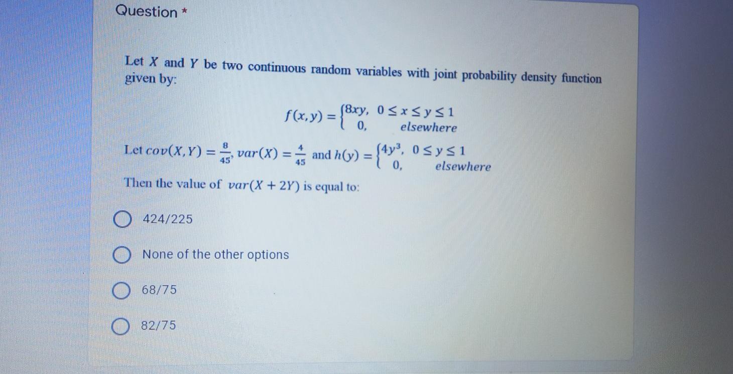Solved Question * Let X and Y be two continuous random | Chegg.com
