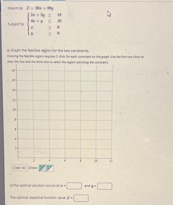 Solved Maximize Z=30x+80y a) Graph the feasible region for | Chegg.com