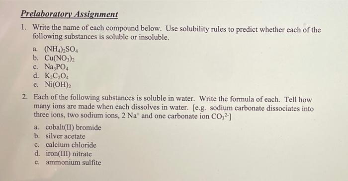 Solved Prelaboratory Assignment 1. Write the name of each | Chegg.com