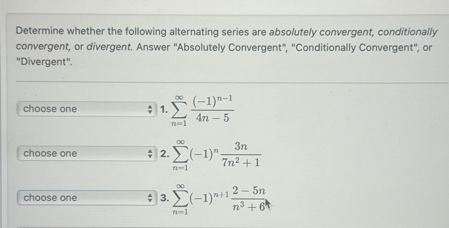 Solved Determine whether the following alternating series | Chegg.com