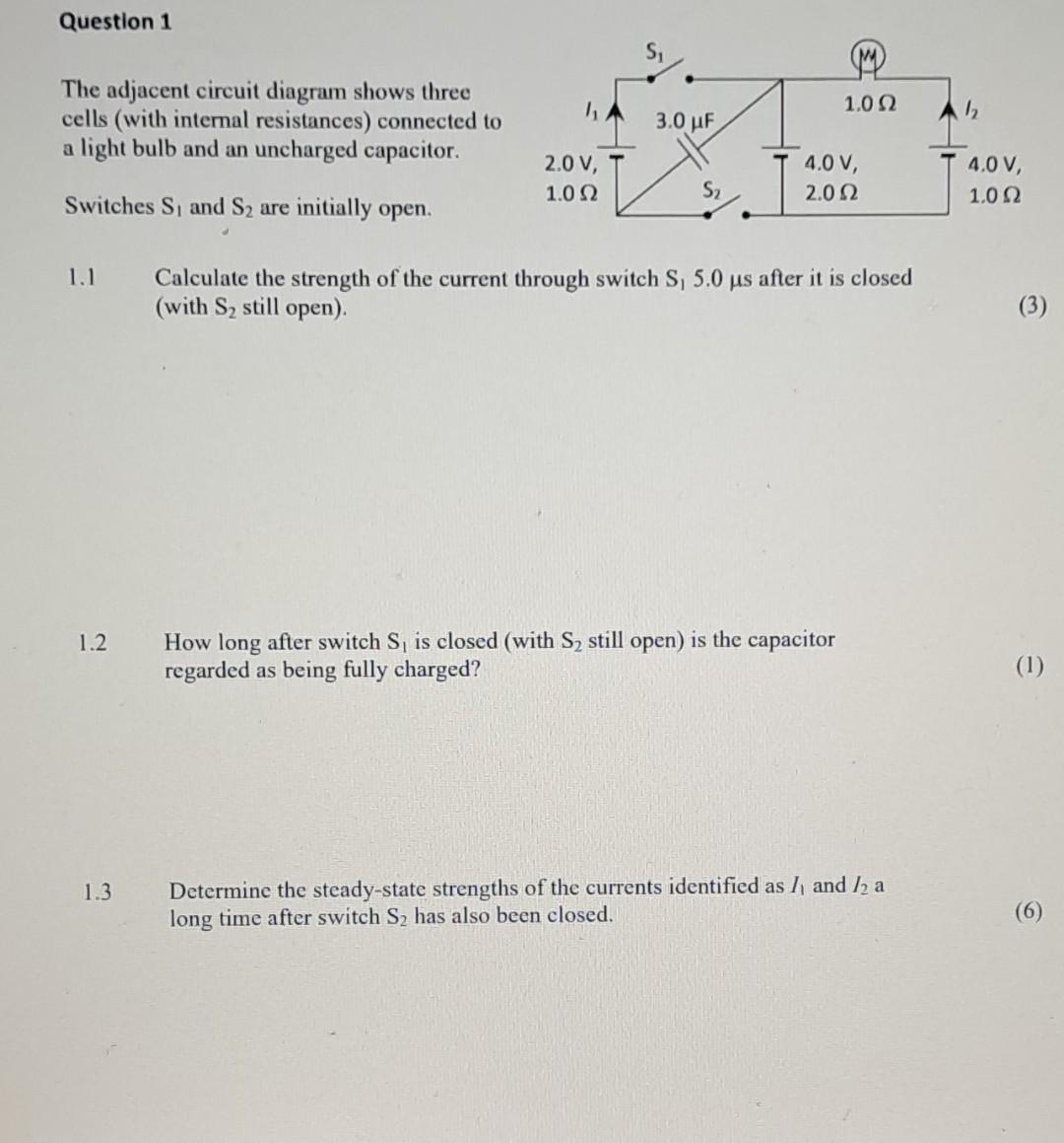 Solved The adjacent circuit diagram shows three cells (with | Chegg.com