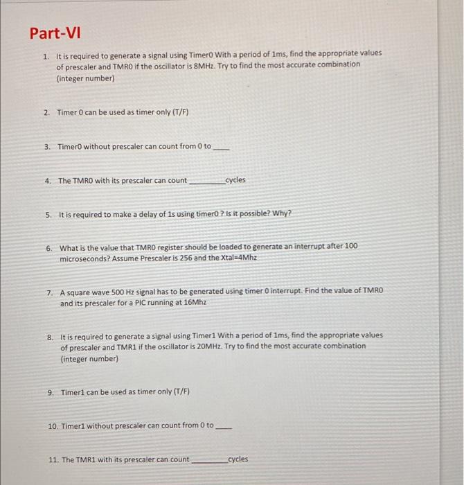 Solved 1. It is required to generate a signal using Timer0 | Chegg.com