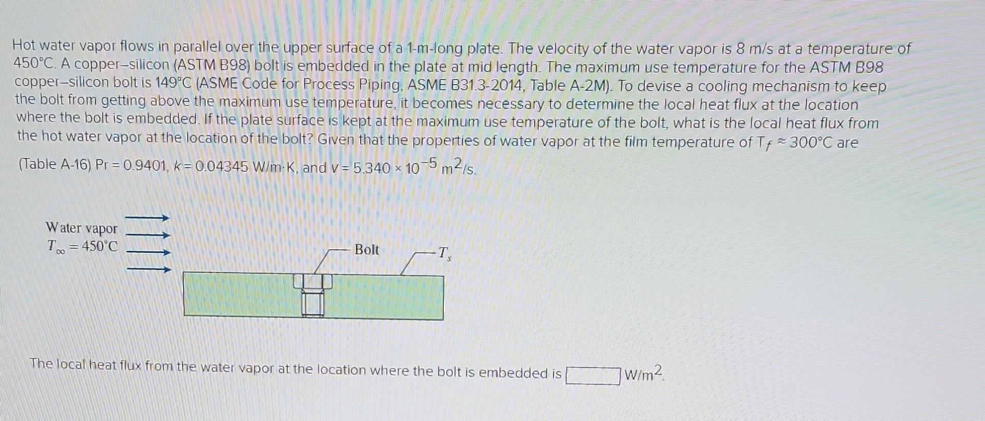Solved Hot water vapor flows in parallel over the upper | Chegg.com