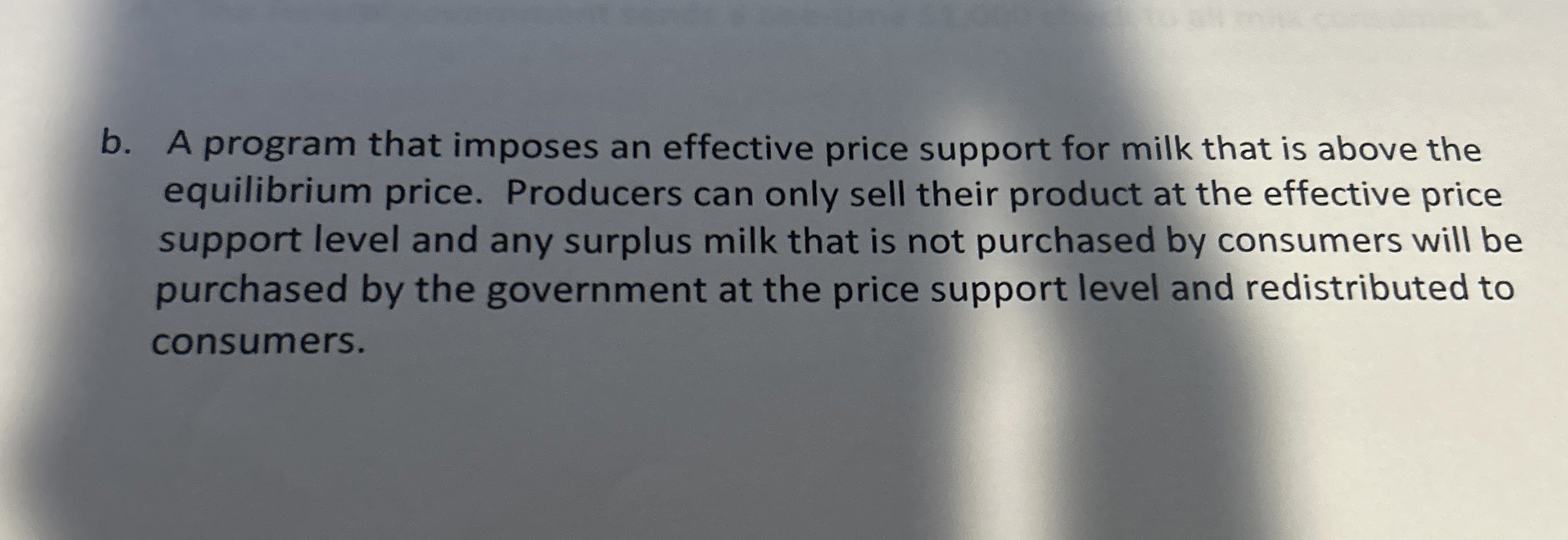 Solved b. ﻿A program that imposes an effective price support | Chegg.com