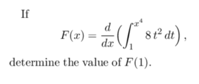 Solved IfF(x)=ddx(∫1x48t2dt),determine the value of F(1). | Chegg.com