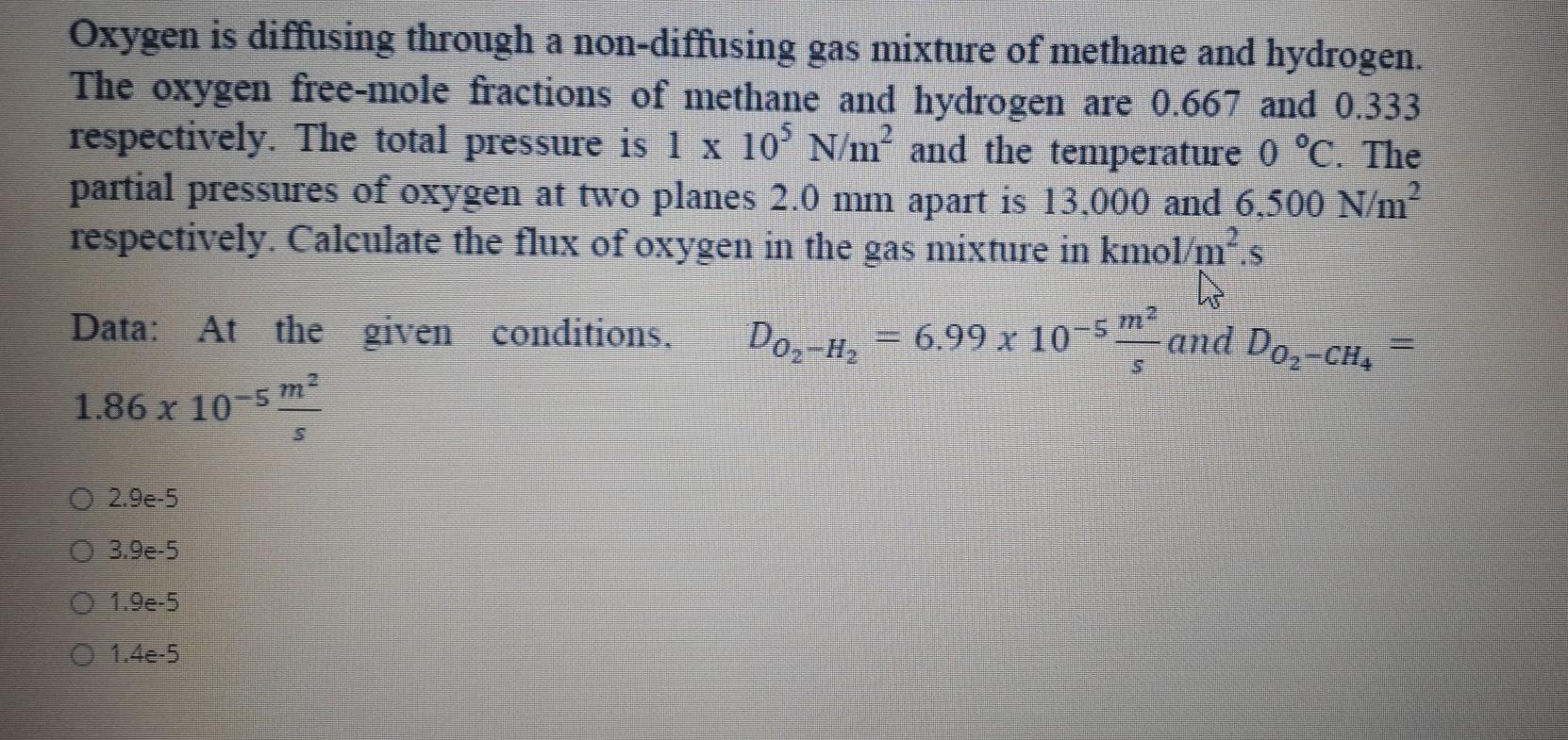 Solved Oxygen Is Diffusing Through A Non Diffusing Gas 5834
