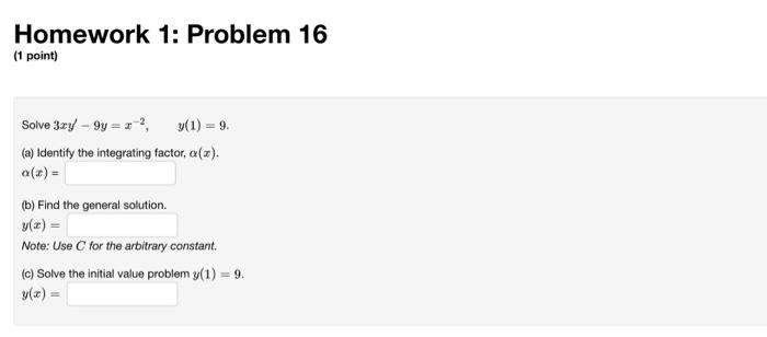 Solved Homework 1: Problem 16 (1 point) Solve | Chegg.com