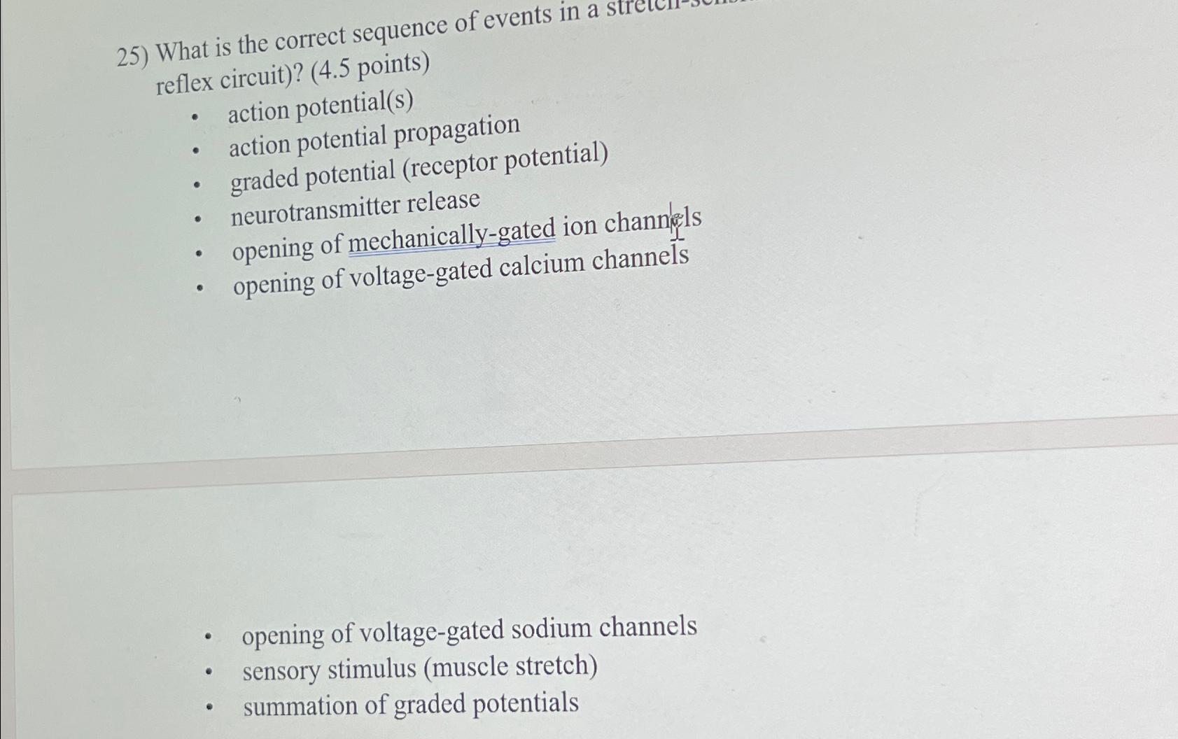 Solved What is the correct sequence of events in a reflex | Chegg.com