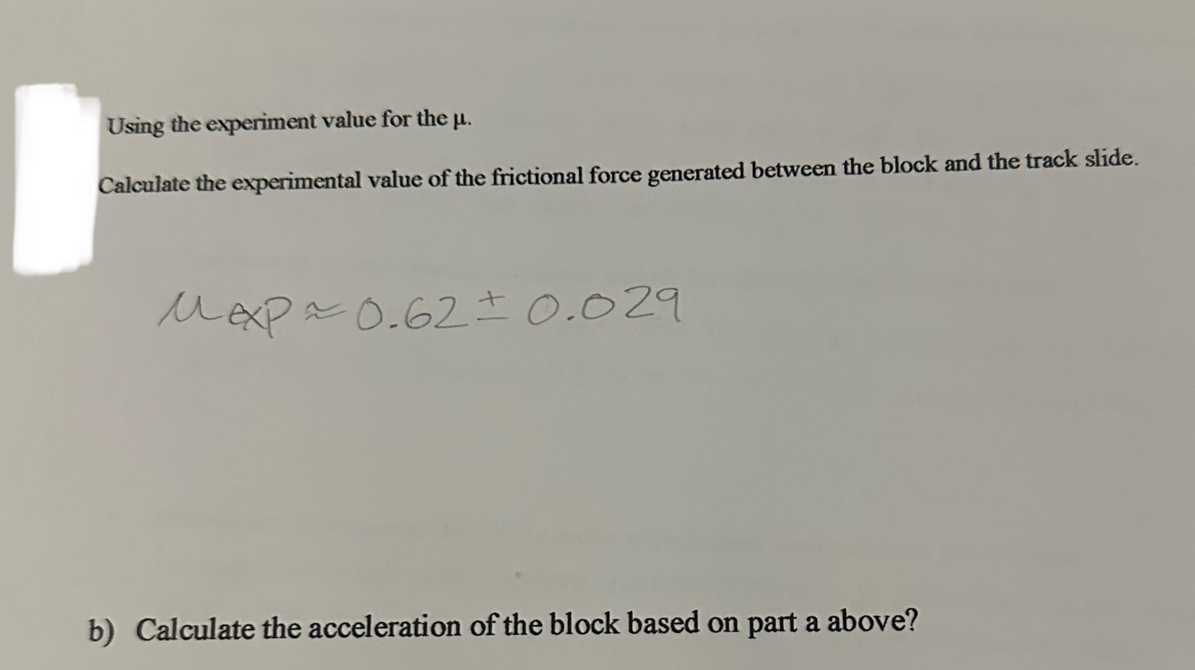 Using the experiment value for the | Chegg.com